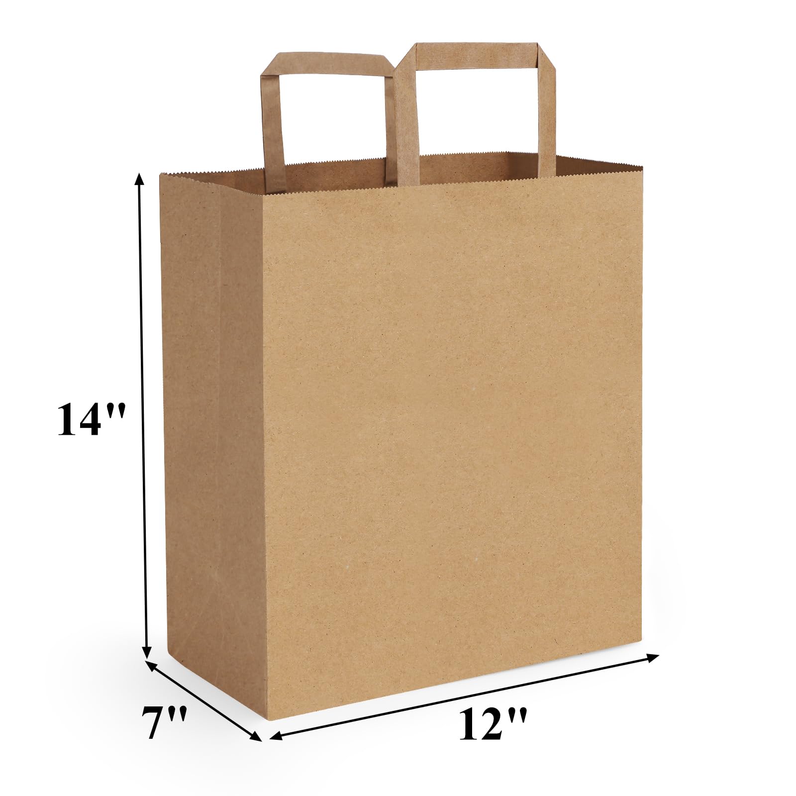 BagDream Grocery Bags 12x7x14 Inches 100Pcs Large Paper Grocery Bags with Handles Kraft Brown Shopping Bags - Heavy Duty Paper Barrel Sack Bags Recycled Takeout Retail Paper Gift Bags Bulk