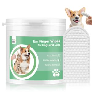 fldofaves dog ear cleaner, dog ear wipes finger ear cleaner wipes for dogs & cats, gently eliminate ear wax,debris and odor, relieve ear itching &inflammation,natural ingredients - 50 count