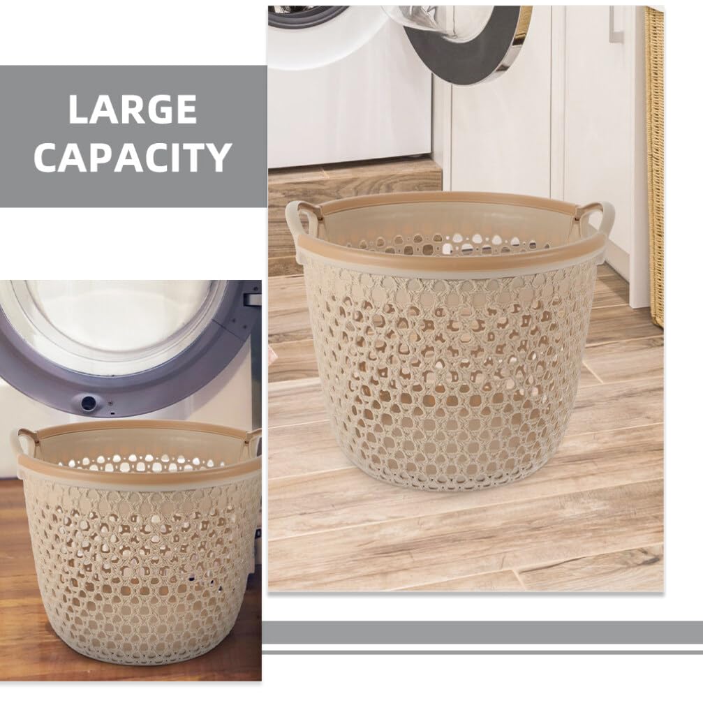 PRETYZOOM Flexible Laundry Basket Plastic Clothes Hamper with Handle Hollow Out Dirty Clothes Hamper Laundry Hamper Storage Bin Sundries Organizer for Bedroom Bathroom