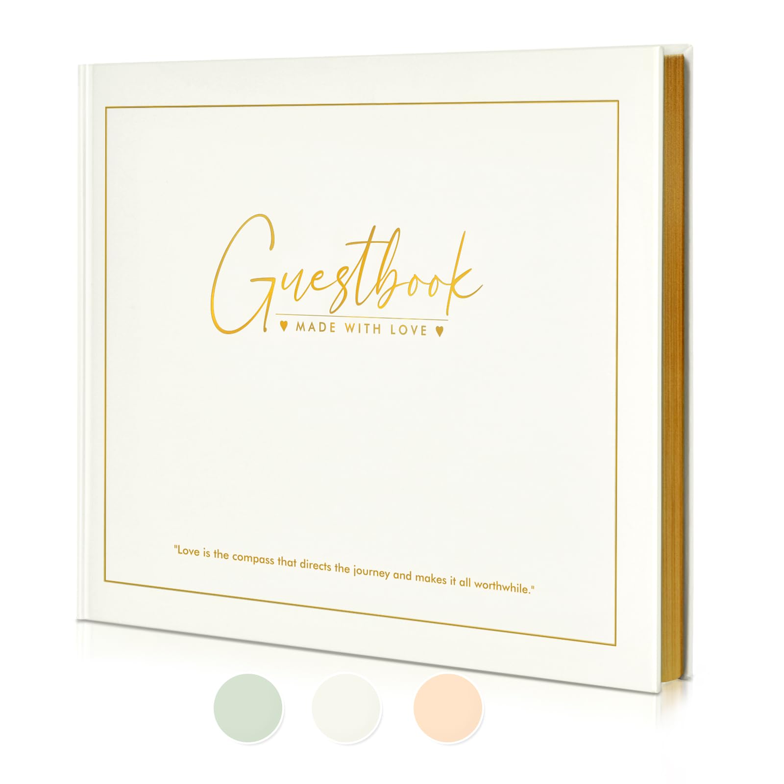 Jowaia Wedding Guest Book - Guest Book for Wedding Reception, Baby Shower, Birthday, Anniversary and Special Day - Registry Guestbook for Guests to Sign in and Add Photos with 110 Lined Pages (Cream)