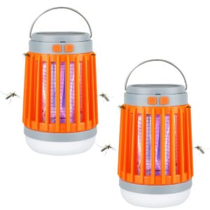 2pcs solar bug zapper light bulb 3 in 1 mosquitoes killer usb rechargeable camping light flashlight,ipx6 waterproof portable light bulb zapper outdoor for travel hiking,doorway,corridor,balcony (4)