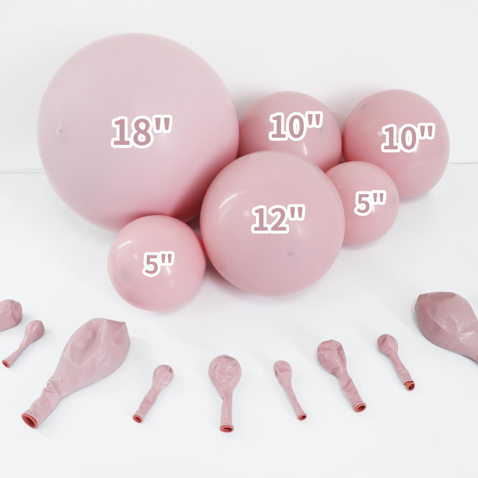 JZCZOEB Dusty Pink Double Stuffed balloons Different Size 115Pcs 5/10/12/18 Inch Dusty Rose Matte Pink Balloons Garland Arch kit for Boho Birthday Baby Shower Bridal Shower Wedding Baptism Party