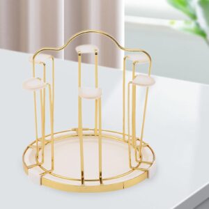 Qianly Cup Drying Rack with Drainboard Tray, Cup Stand Holder, Drinking Glass Drainer Stand Mugs Cups Organizer for Tea Shop Office, White