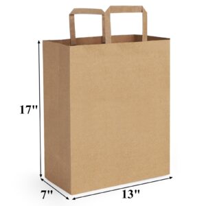 BagDream Paper Grocery Bags 13x7x17 50Pcs Large Grocery Bags with Handles Kraft Brown Paper Bags Gift Bags Shopping Bags, Retail Merchandise Bags, Recycled Takeout/To Go Bags