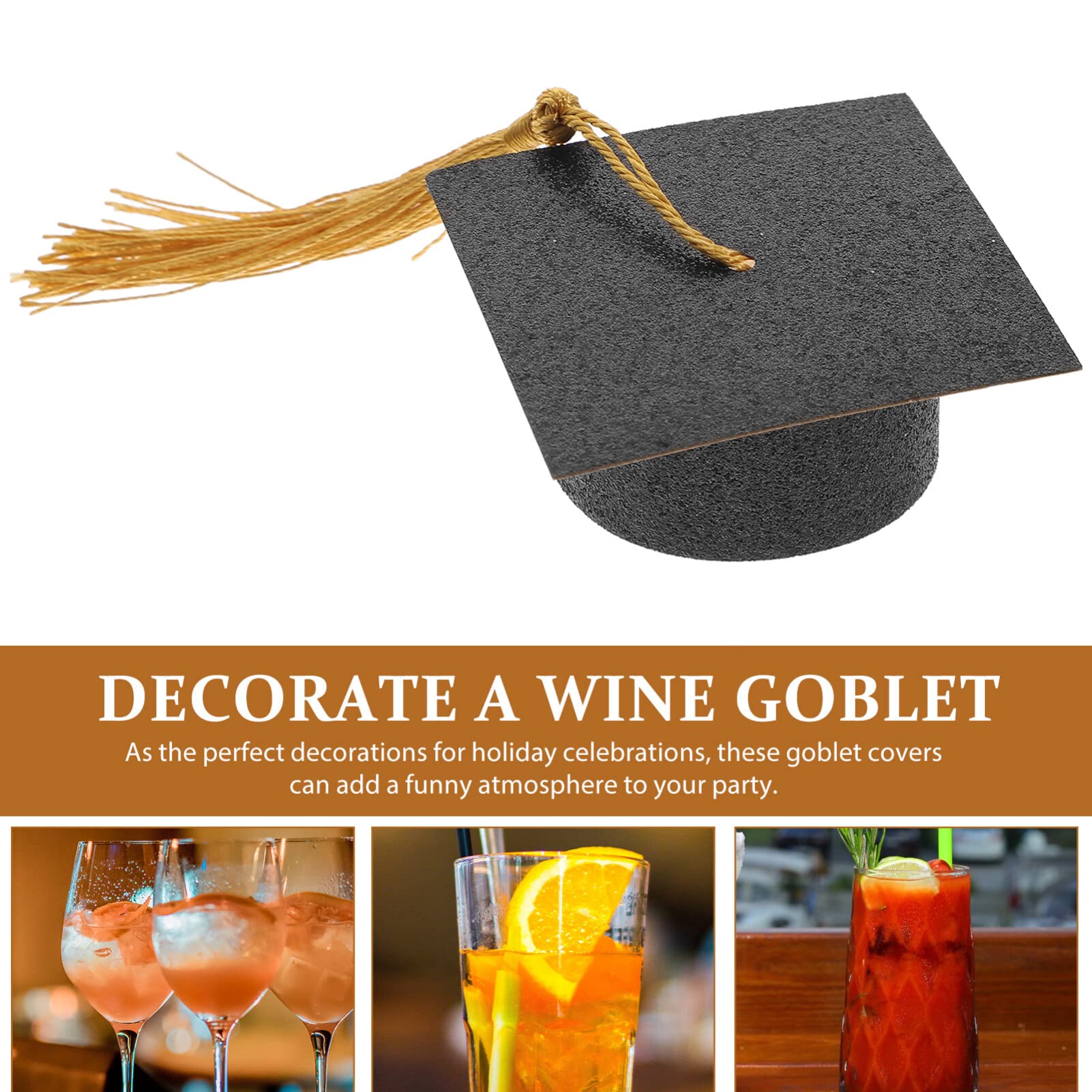 DOITOOL 10PCS Mini Graduation Caps with Tassels - 2024 Mini Grad Hat Graduation Wine Bottle Toppers for Home Graduation Party Table Decoration (Black)