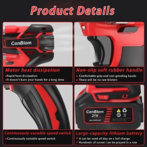 ConBlom 800N.m(590Ft-lbs) Cordless Impact Wrench, 1/2" Brushless Impact Gun w/ 2x 4.0Ah Battery, 4300RPM High Torque Impact Driver w/ 6 Sockets, LED Light, Power Impact Wrenches for Car Home