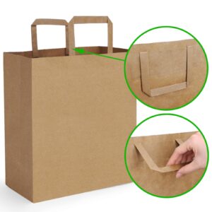 BagDream Grocery Bags 12x7x14 Inches 100Pcs Large Paper Grocery Bags with Handles Kraft Brown Shopping Bags - Heavy Duty Paper Barrel Sack Bags Recycled Takeout Retail Paper Gift Bags Bulk