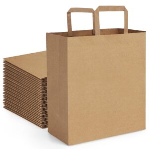 bagdream grocery bags 12x7x14 inches 100pcs large paper grocery bags with handles kraft brown shopping bags - heavy duty paper barrel sack bags recycled takeout retail paper gift bags bulk