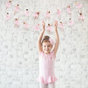 Trandraft 2 Pcs Ballet Dancer Banner Ballerina Girl Dancing Bunting Supplies Ballet Theme Ballerina Garland Pink Ballet Party Decorations for Girls Women Dancing Birthday Wedding Baby Shower Hanging