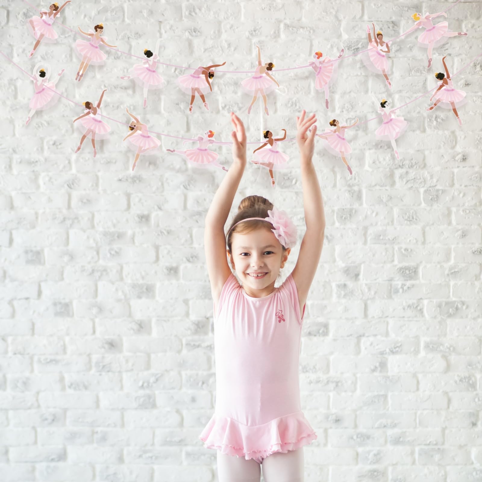 Trandraft 2 Pcs Ballet Dancer Banner Ballerina Girl Dancing Bunting Supplies Ballet Theme Ballerina Garland Pink Ballet Party Decorations for Girls Women Dancing Birthday Wedding Baby Shower Hanging