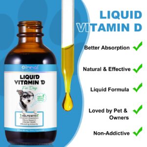 Dog Vitamins D Supplements 2 Fl Oz Liquid Vitamin D for Dogs Strong Bones& Structural Support, Promote Healthy Immune