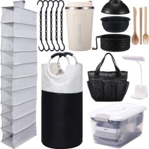 teenyyou 12pcs university starter box college dorm essentials for guys apartment decoration for freshman shower caddy laundry basket desk lamps closet organizer ramen bowl