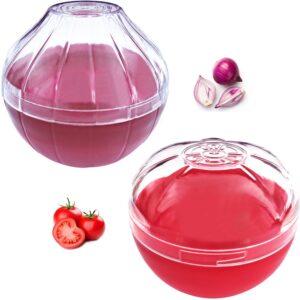 ztforus onion keeper for refrigerator, reusable food storage container with lid, onion tomato vegetable saver organizer, clear lid, tight seal