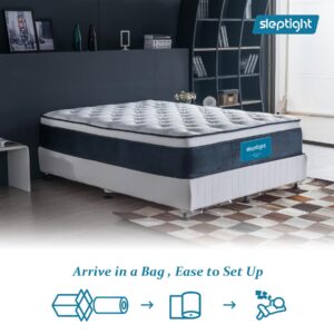 Sleptight Full Mattress, 12 Inches Pillow Top Hybrid Mattress in a Bag, Memory Foam Pocket Spring Mattress for Medium Firm Support Mattress