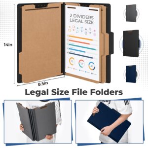 18 Pcs Legal Size Pressboard Classification Folders 2 Dividers 2 Inch Expansions File Folders with 2 Prongs Fasteners 8.5 x 14in for Office Organize Paper Files Medical Records(Black,Grey,Blue)