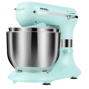 aifeel stand mixer, electric food mixer with 7.5qt+5.5qt two stainless steel bowls, tilt-head electric kitchen mixer with dough hook,egg whisk,flat beater,splash guard (green)