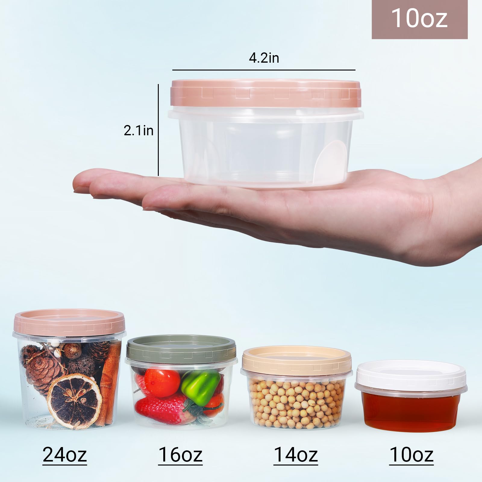 ASEVAT 8-Piece Set 10 oz,Plastic Storage Containers With Lids Kitchen, Food Storage Containers with Lids, Microwave Safe Bowls With Lids,Freezer Safe Containers,Slime,Soup, Stackable