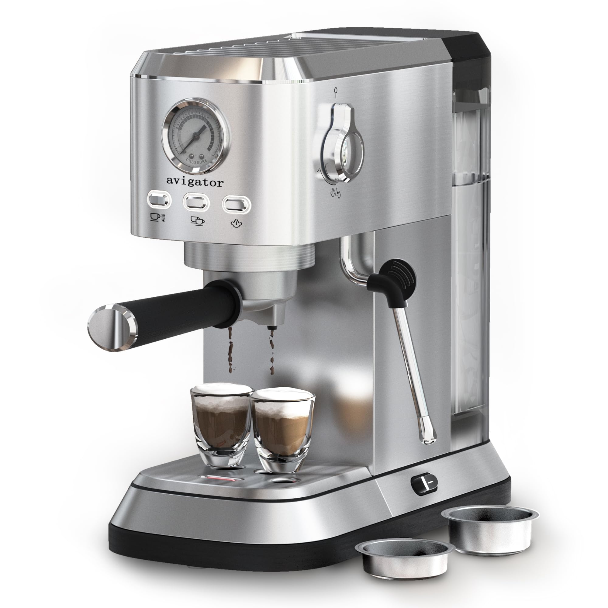 avigator 20 Bar Automatic Espresso Machine, Programable Espresso Maker with 50 Oz Removable Water Tank, Compact Cappuccino/Latte Machine with Milk Frother/Steam