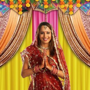 INRUI Indian Traditional Photography Background Diwali Pooja Colorful Curtain Decorations Indian Bridal Shower Wedding Party Photo Backdrop (7x5FT)