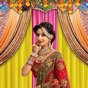 INRUI Indian Traditional Photography Background Diwali Pooja Colorful Curtain Decorations Indian Bridal Shower Wedding Party Photo Backdrop (7x5FT)