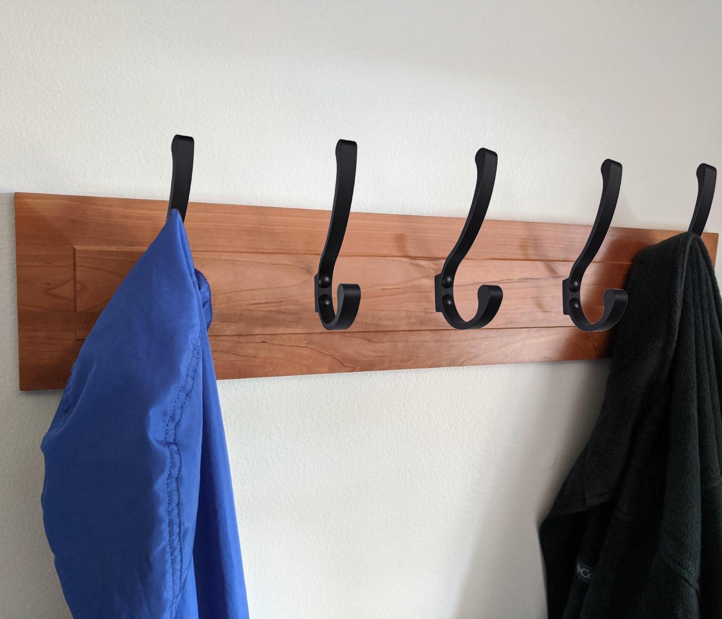 Coat Hooks for Wall, Heavy Duty Large Wall Hooks for Hanging Wall Mounted Metal Robe Hooks Utility Hooks for Coat, Scarf, Bag, Towel, Key, Cap, Cup, Hat (Black, 4 Pack)