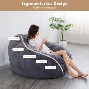 BYBYME 3 in 1 Bean Bag Chair, Convertible Chair Folds from Bean Bag to Lounger, High-Density Foam Filling, Faux Fur Big Sofa Bed, Giant Bean Bag Chair Bed for Adults