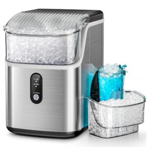 kismile nugget ice makers countertop, pebble ice maker machine with pellet ice, 35lbs/day, ice maker machine with self-cleaning, sonic ice makers countertop for home & kitchen (stainless steels)