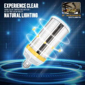 Snyloe 38W LED Corn Light Bulb, 5000LM 5000K Daylight, E26/E39 Base, Super Bright, Equivalent to 500W HPS, Suitable for Outdoor, Indoor, Garage, Factory, Yard, YT-5002