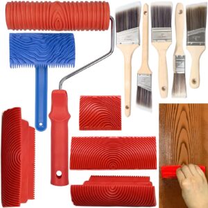 wood grain tool, 11pcs wood graining tool set 7" wood grain roller wood grain painting tool natural woodgrain maker paint look like wood for wall room decoration