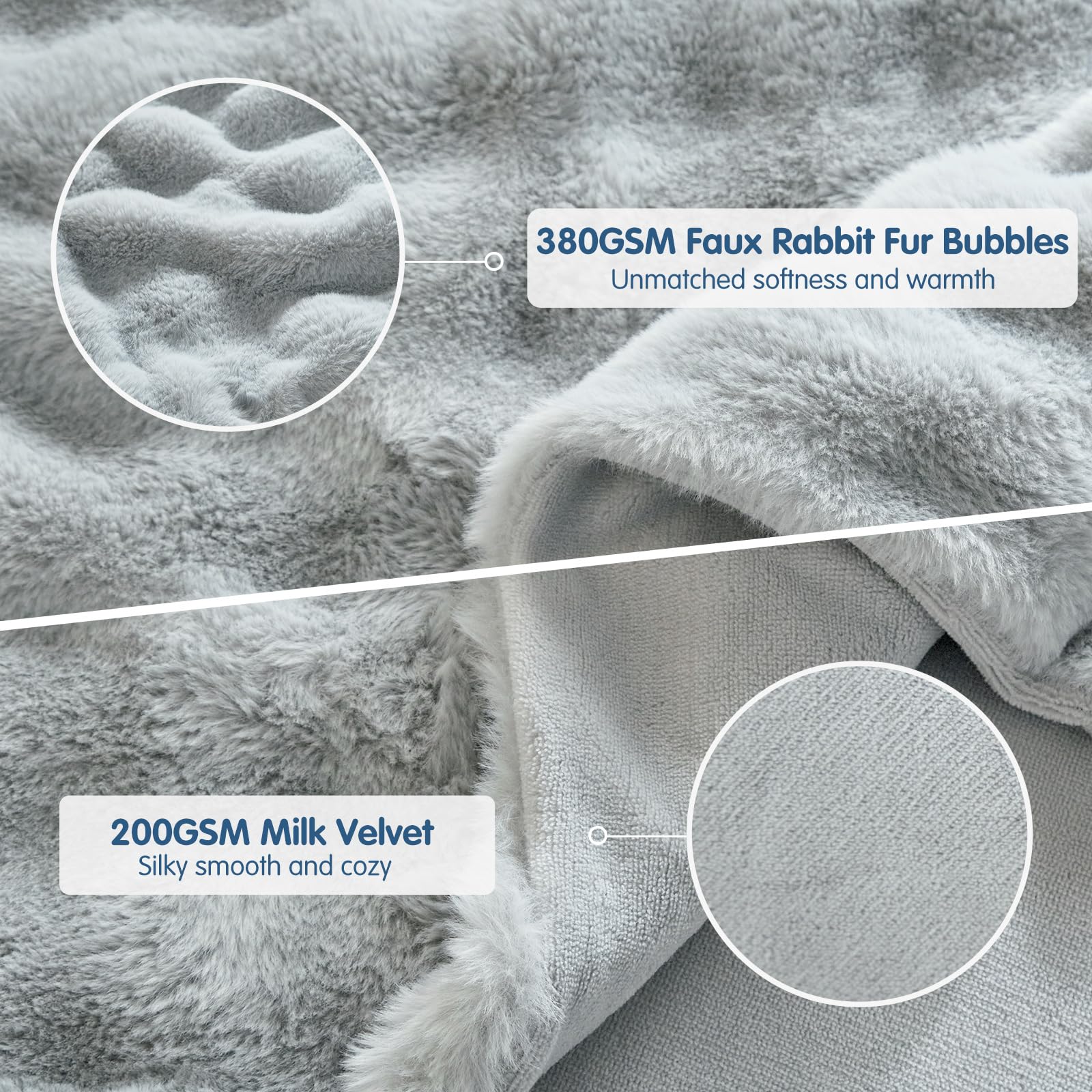 Tokokimo Grey Fluffy Comforter Cover Queen Set, Faux Rabbit Fur Duvet Cover Set 3 Pieces (1 Shaggy Duvet Cover+2 Pillowcases) Fuzzy Grey Bedding Set (Grey, Queen)