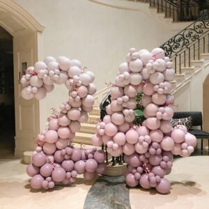 JZCZOEB Dusty Pink Double Stuffed balloons Different Size 115Pcs 5/10/12/18 Inch Dusty Rose Matte Pink Balloons Garland Arch kit for Boho Birthday Baby Shower Bridal Shower Wedding Baptism Party