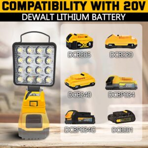 L1NXIXI Cordless 20V Max LED Work Light for Dewalt Battery, 45W 4500LM Flashlight, Battery Light LED Flood Light with USB Charging Port LED Light for Garage, Outdoors, Job Site Lighting(No Battery)