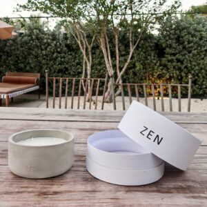 Generic Zen Candles - Concrete Plant Pot Decor Reusable Amber Wood Jasmine Baccarat Rouge Sandalwood Violet Le Labo Santal Oud Vanilla Bond Nomad Musk Rose (Oud & Vanilla, Medium), Gray