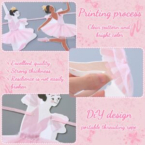 Trandraft 2 Pcs Ballet Dancer Banner Ballerina Girl Dancing Bunting Supplies Ballet Theme Ballerina Garland Pink Ballet Party Decorations for Girls Women Dancing Birthday Wedding Baby Shower Hanging