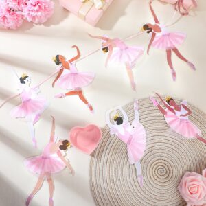 Trandraft 2 Pcs Ballet Dancer Banner Ballerina Girl Dancing Bunting Supplies Ballet Theme Ballerina Garland Pink Ballet Party Decorations for Girls Women Dancing Birthday Wedding Baby Shower Hanging