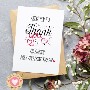 TRIDECOR Thank you Card with Envelope, Simple Cute Single Thankful Card, Grateful Gratitude Card - Folded 5"x7" Card for Him, Her, Teacher, Boss, Doctor, Mom, Dad, Coworker, Bridesmaids, Groomsmen