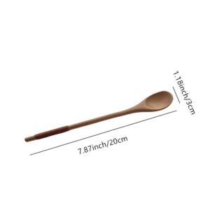 Handmade Wooden Long Handle Coffee Spoon Stirrer with Khaki Cable Tie, Retro Honey Jar Spoons Teaspoon Tea Stirring Spoon (2 Pack)