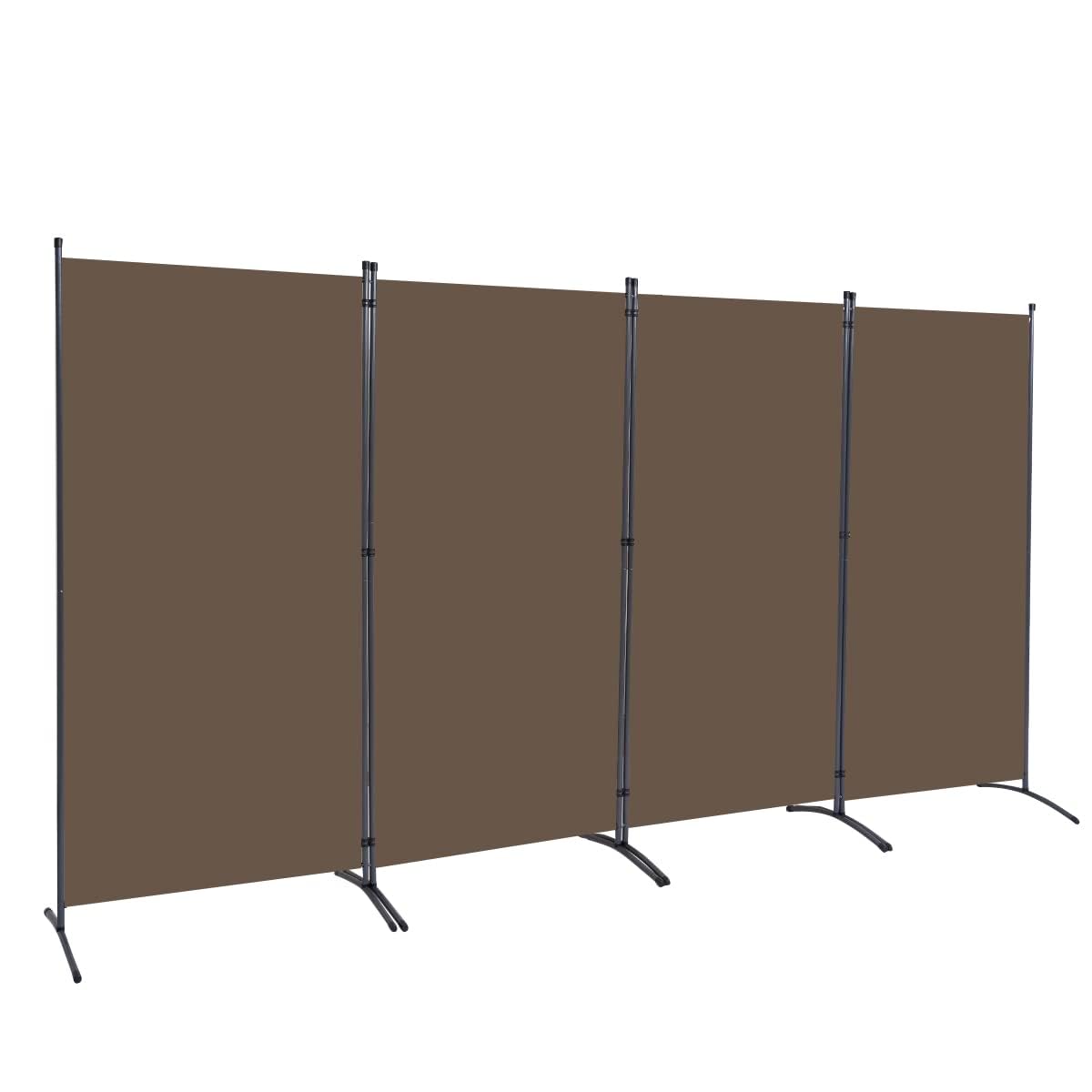 JVVMNJLK Indoor Room Divider, Portable Office Divider Room Divider Wall Divider Screen 4 Panel, Folding Partition Privacy Screen Walls Dividers for Room Separator 136" W x 71.3" H, Brown