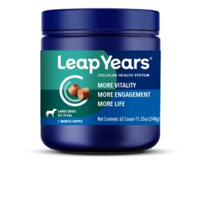 Leap Years Soft Chew Dog Supplement – Clinically Proven Daily NAD & Senolytic Formula; Support Cognition, Vitality & Healthy Cellular Aging; Beef Flavor (Large Breed (55-76 lbs))