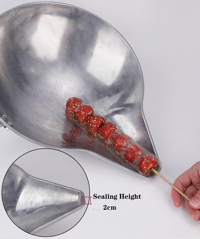 Xgxoz Candy Melting Pot, Tang Hulu Sugar Pan Sugar Dipping Pan Chocolate Melting Pot Candy Melter Candied Haws Heating Pot Iron Grilling Wok Melt Pan with Handle Aluminum pot, Silver