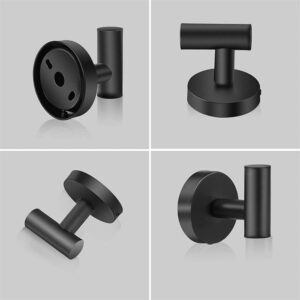 szhdxsy 5 Pack Bath Towel Hooks Hook Matte Black, 304 Stainless Steel Shower Towel Holder, Kitchen Towel Hanger, Round Robe Hook for Wall Heavy Duty Coat Hook for Bathroom Wall Mounted(Black)