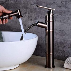 KMZSHPJNY Creative Pull-Out Antique Retro Bath Mixer Tap High Platform Telescopic Waterfall Washbasin Tap Single Lever Single Hole Kitchen Fuller Faucet Handshower Deck Mounted