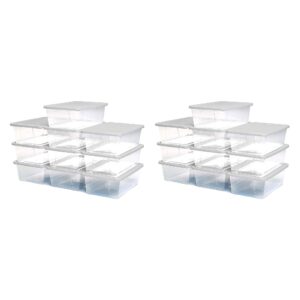 homz 6 quart plastic multipurpose stackable storage container bins with secure latching lid for home and office organization, clear (2 pack)