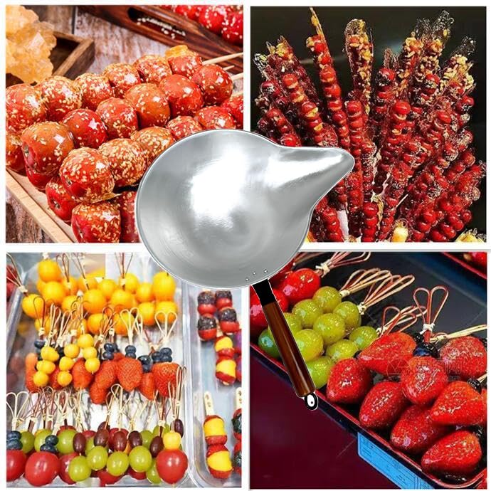 Xgxoz Candy Melting Pot, Tang Hulu Sugar Pan Sugar Dipping Pan Chocolate Melting Pot Candy Melter Candied Haws Heating Pot Iron Grilling Wok Melt Pan with Handle