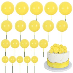 beishida 20 pcs yellow ball cake topper cake decoration mini balls cake toppers foam balls s happy birthday cake diy cake insert for baking birthday anniversary wedding baby shower party