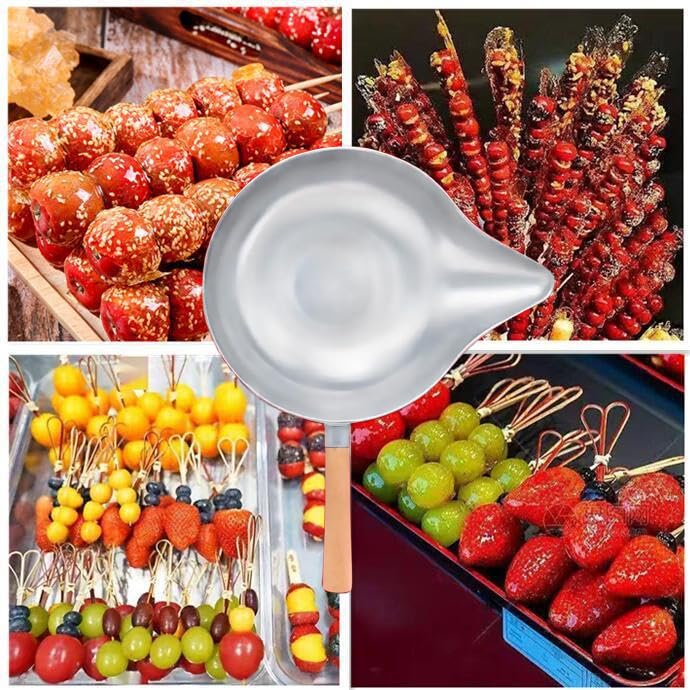 Xgxoz Candy Melting Pot, Tang Hulu Sugar Pan Sugar Dipping Pan Chocolate Melting Pot Candy Melter Candied Haws Heating Pot Iron Grilling Wok Melt Pan with Handle Aluminum pot, Silver