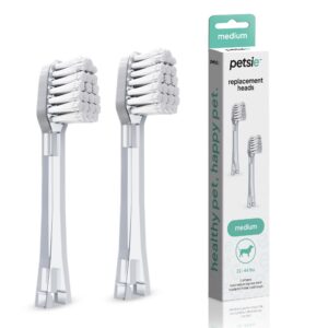 petsie dog toothbrush replacement heads | 2 pack | replace every three months | reduces bad breath | compatible with petsie toothbrush only (white, medium dogs)