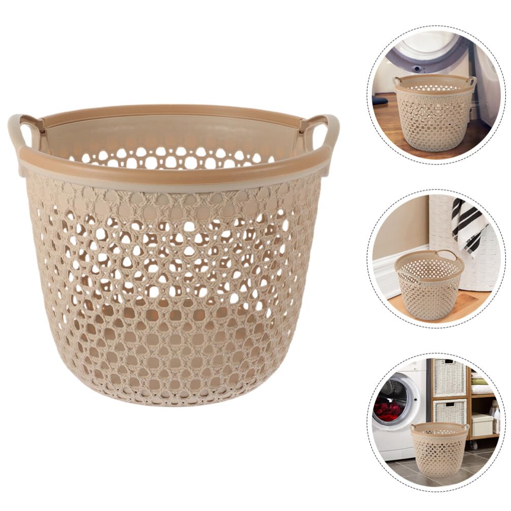 Zerodeko Flexible Laundry Basket, Plastic Laundry Baskets with Handle, Laundry Hamper Hollow Dirty Clothes Hamper Ventilated Clothes Basket Portable Round Bin for Laundry