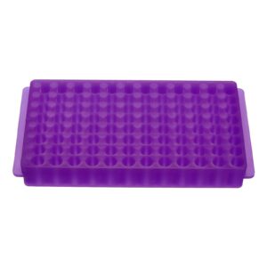 patikil 96 wells tube rack, 1 pcs vial rack double panel centrifuge tube holder for microcentrifuge tubes 0.2/0.5/1.5/2ml, purple