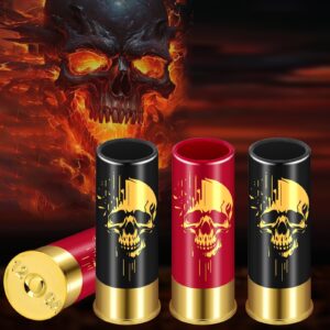 Skull Plastic Shot Glasses Bulk Set of 4 with Gift Box for Men Women Gothic Fans Wedding Party Birthday Christmas Father's Day Gifts, 12GA Small Bullet Shot Cups for Whiskey Tequila Vodka Liquor